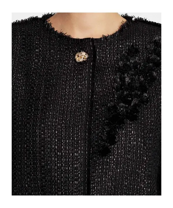 LANVIN Appliqué-detail Fringed Tweed Jacket