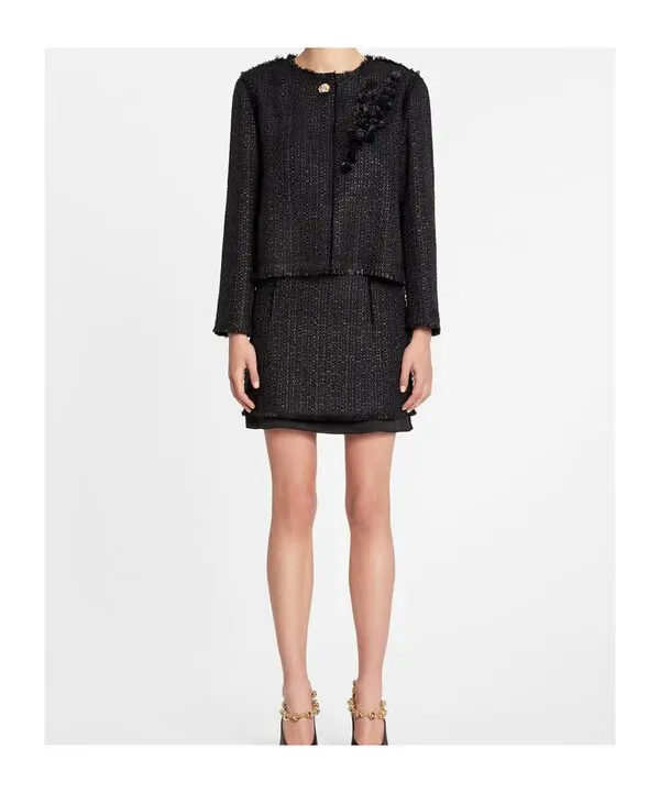 LANVIN Appliqué-detail Fringed Tweed Jacket