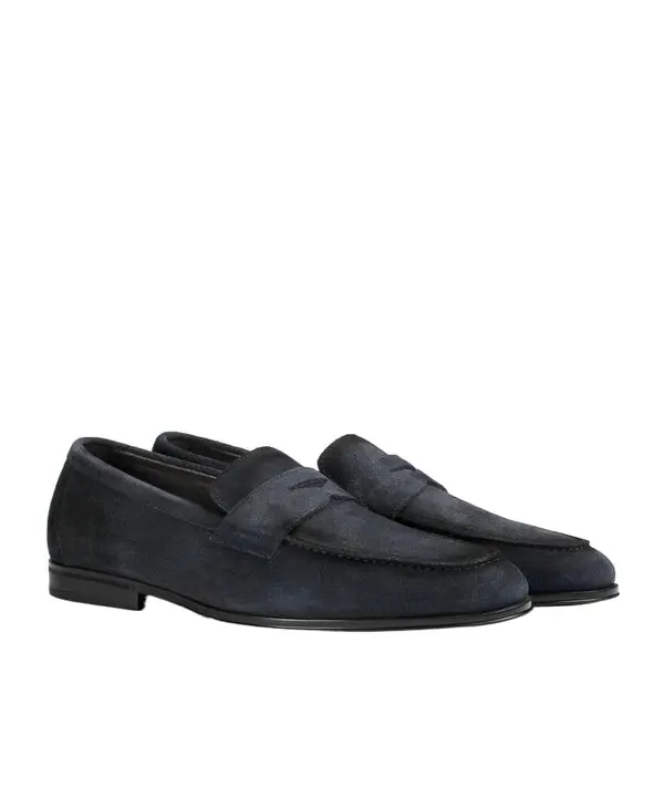 DOUCAL'S Nottingham Penny Loafers In Suede - Blue
