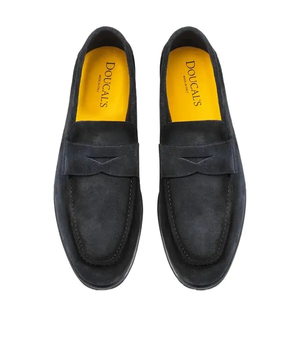 DOUCAL'S Nottingham Penny Loafers In Suede - Blue