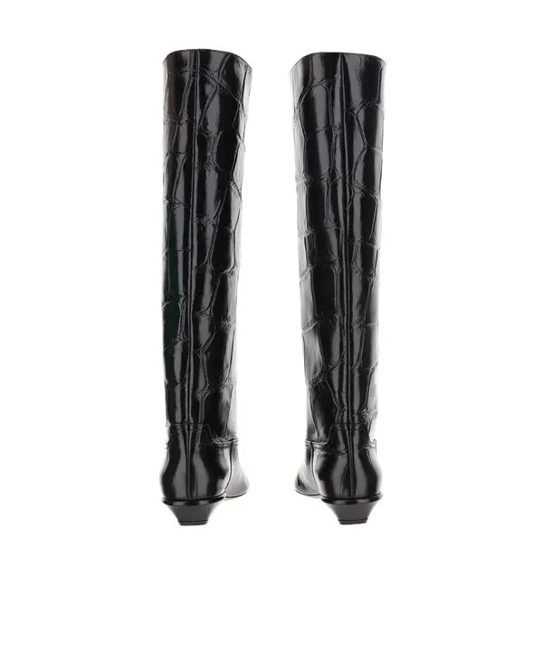 Paris Texas Bettina Embossed Knee-high Boots - Black