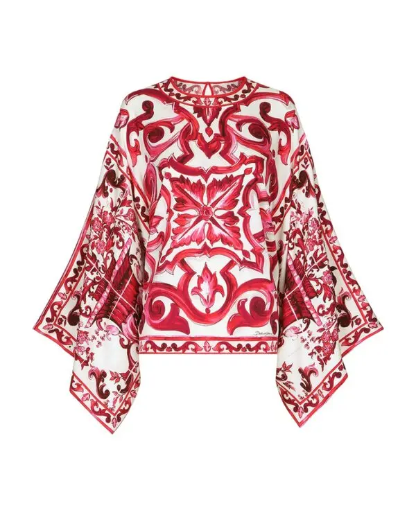 Dolce & Gabbana Majolica Print Crewneck Blouse