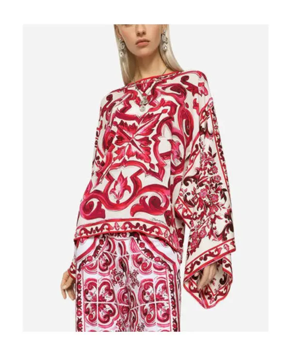 Dolce & Gabbana Majolica Print Crewneck Blouse