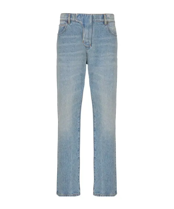 Balmain Straight-leg Belt-looped Jeans - Blue