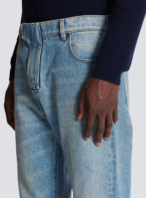Balmain Straight-leg Belt-looped Jeans - Blue