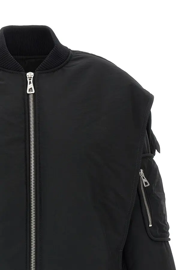 JEAN PAUL GAULTIER Cropped Bomber Jacket With Oversized Hood - Black