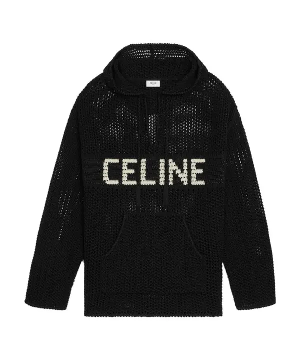 Celine Oversized Crocheted Cotton Hoodie