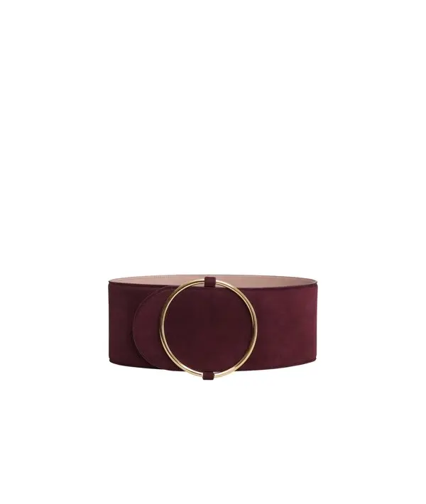 Alaïa Ring Buckle Suede Belt - Red