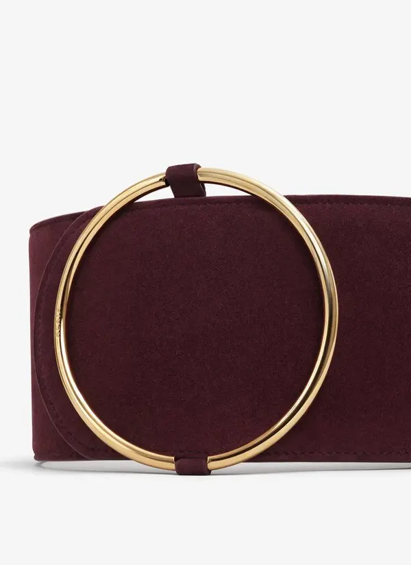 Alaïa Ring Buckle Suede Belt - Red