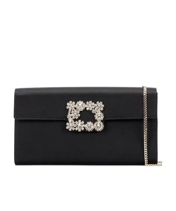ROGER VIVIER Flower Buckle Crossbody Bag - Black