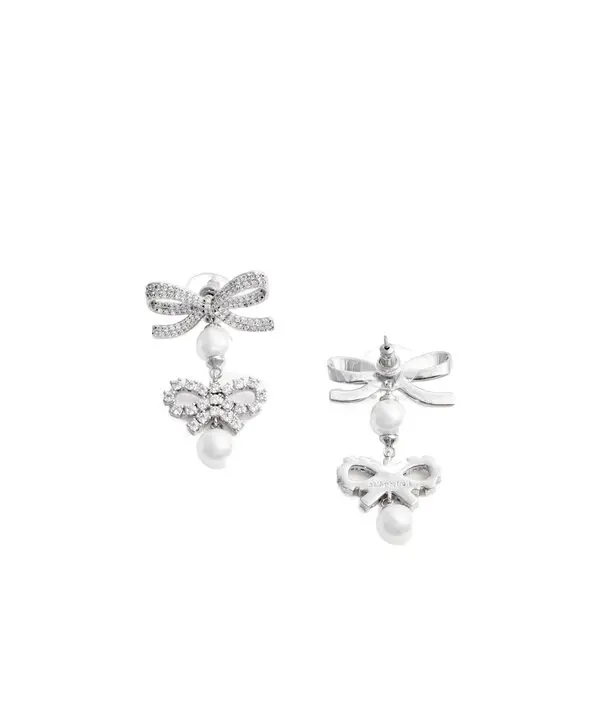 SELF-PORTRAIT Double Bow Pearl Earrings