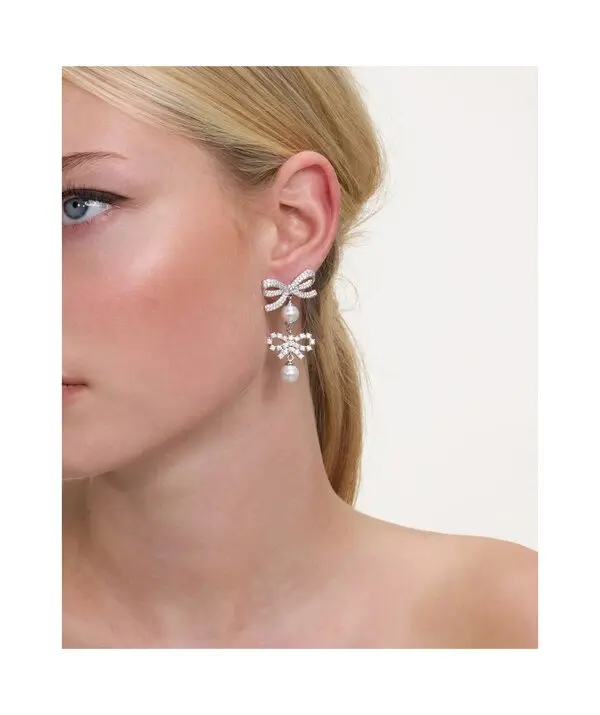 SELF-PORTRAIT Double Bow Pearl Earrings