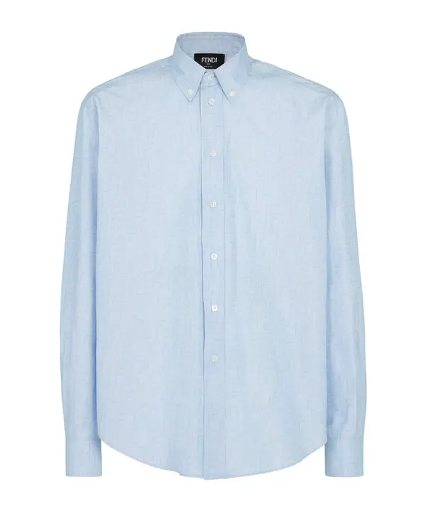 Fendi Ff Jacqaurd Buttoned Shirt - Light Blue