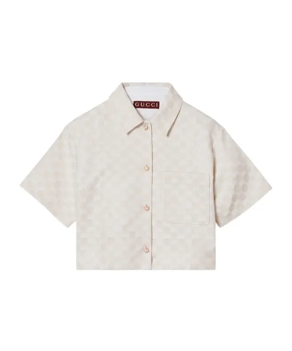 Gucci Gg Cotton Gabardine Short Sleeve Shirt