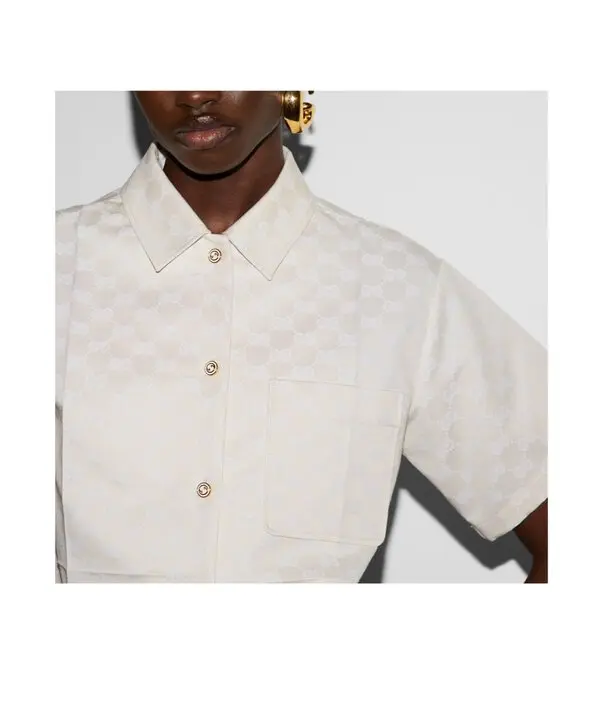 Gucci Gg Cotton Gabardine Short Sleeve Shirt