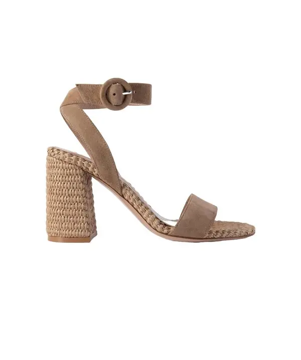 GIANVITO ROSSI Thick Heel Raffia High-heeled Sandals
