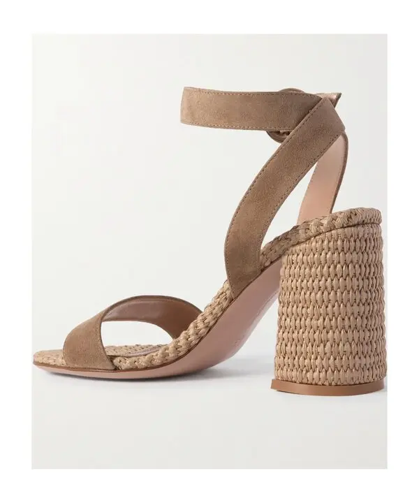 GIANVITO ROSSI Thick Heel Raffia High-heeled Sandals