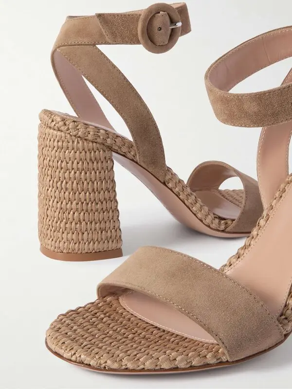 GIANVITO ROSSI Thick Heel Raffia High-heeled Sandals