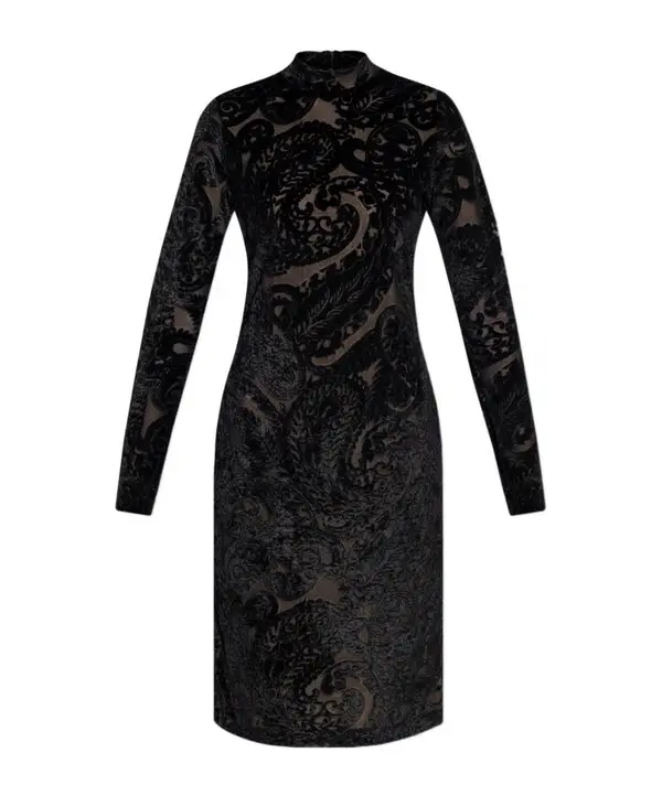 Etro Mock Neck Long-sleeved Midi Dress