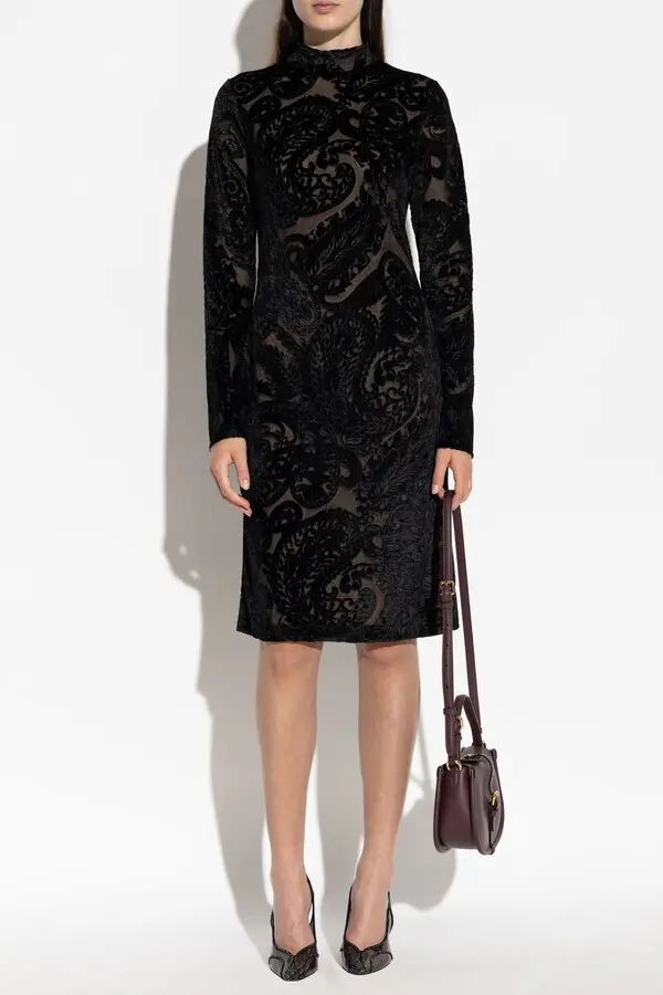Etro Mock Neck Long-sleeved Midi Dress