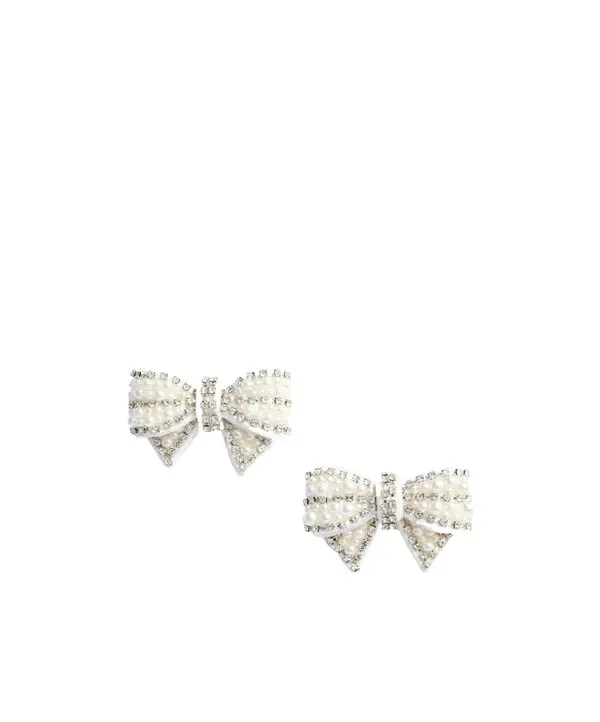 SELF-PORTRAIT Pearl Bow-shape Earrings - White