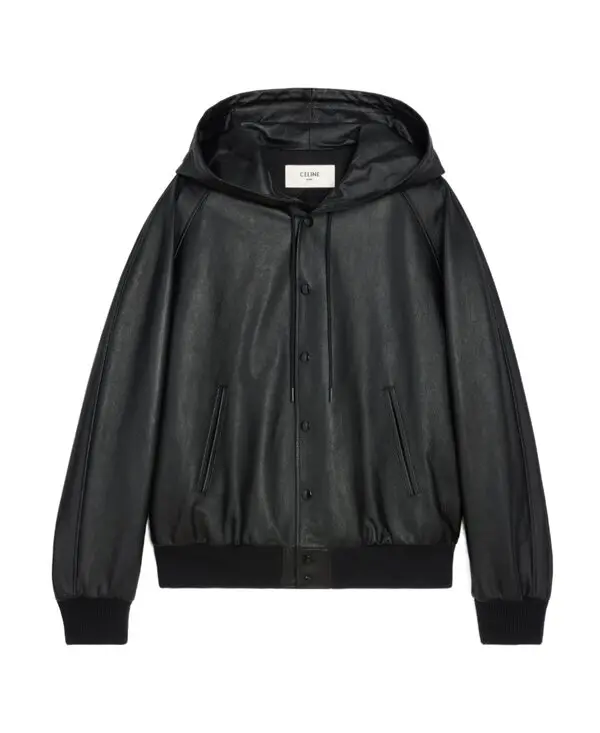 Celine Hooded Jacket In Soft Lambskin