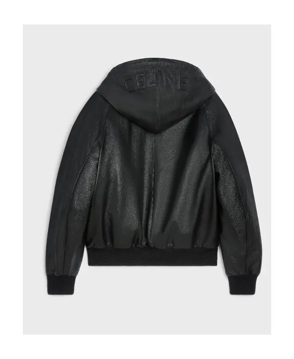 Celine Hooded Jacket In Soft Lambskin