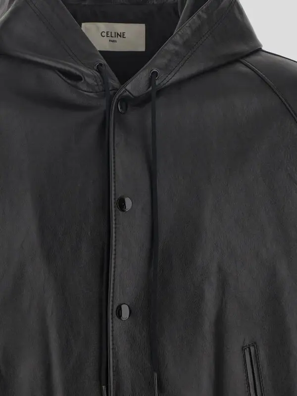 Celine Hooded Jacket In Soft Lambskin