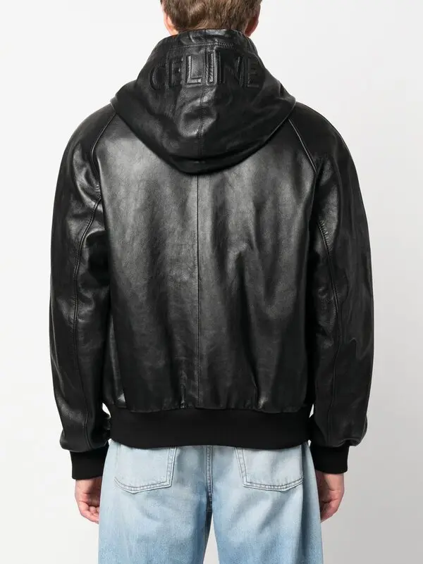 Celine Hooded Jacket In Soft Lambskin