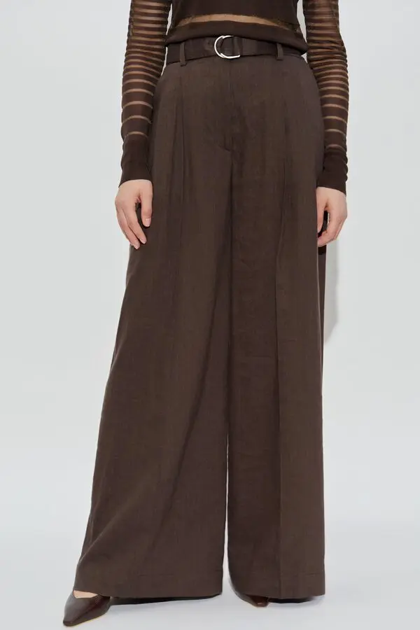 Helmut Lang Pleated Wide-leg Trousers