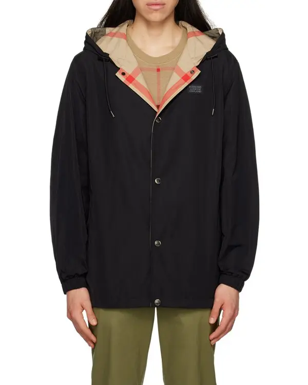 Burberry Reversible Checked Drawstring Hooded Jacket