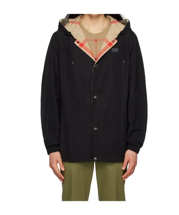 Burberry Reversible Checked Drawstring Hooded Jacket