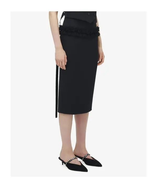 Alexander McQueen Slashed Buttoned Pencil Skirt