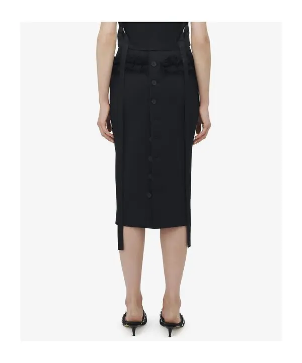 Alexander McQueen Slashed Buttoned Pencil Skirt