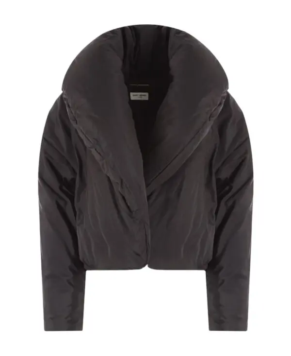 Saint Laurent Cropped Puffer Jacket In Silk Taffeta