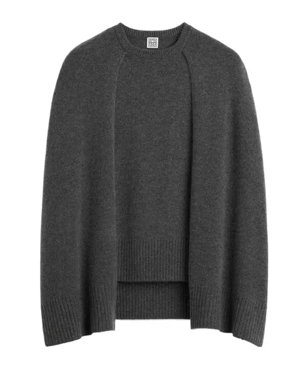 TOTEME Crewneck Knit Cape - Dark Grey