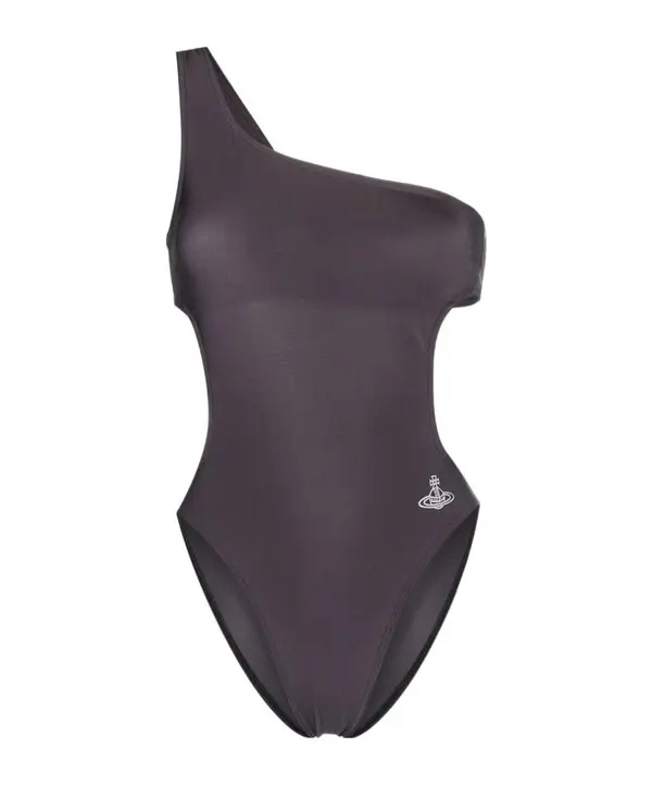 VIVIENNE WESTWOOD Orb Embroidered Asymmetrical One-piece Swimsuit - Black