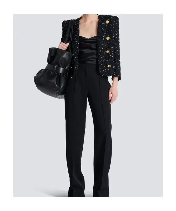 Balmain Polka-dot Tweed Cropped 8-button Jacket