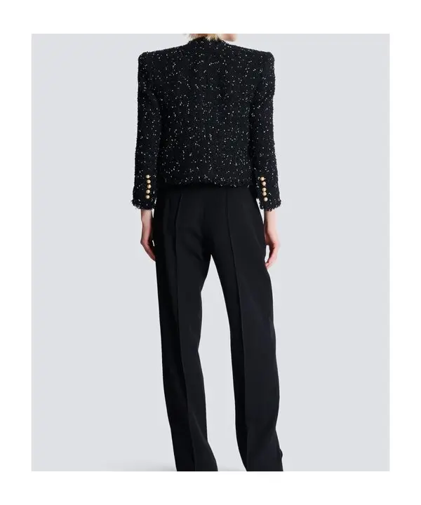 Balmain Polka-dot Tweed Cropped 8-button Jacket