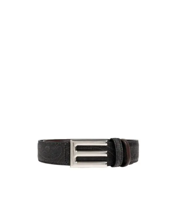 Etro Paisley Printed Buckled Belt - Black