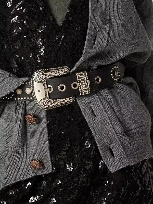 GOLDEN GOOSE Studded Leather Belt - Multicolor