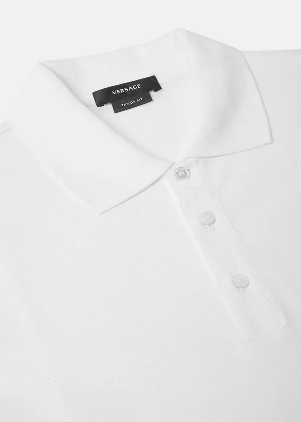 Versace Medusa Logo Embroidered Short-sleeved Polo Shirt - White