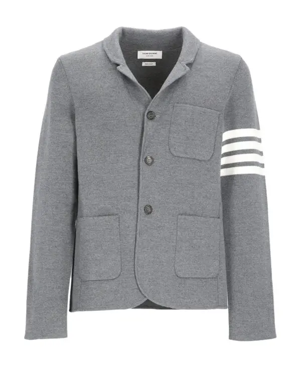 Thom Browne Four-bar Knitted Blazer - Medium Gray