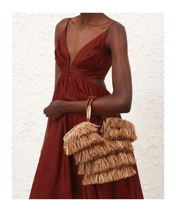 Zimmermann Raffia Fringed Tote - .tfst