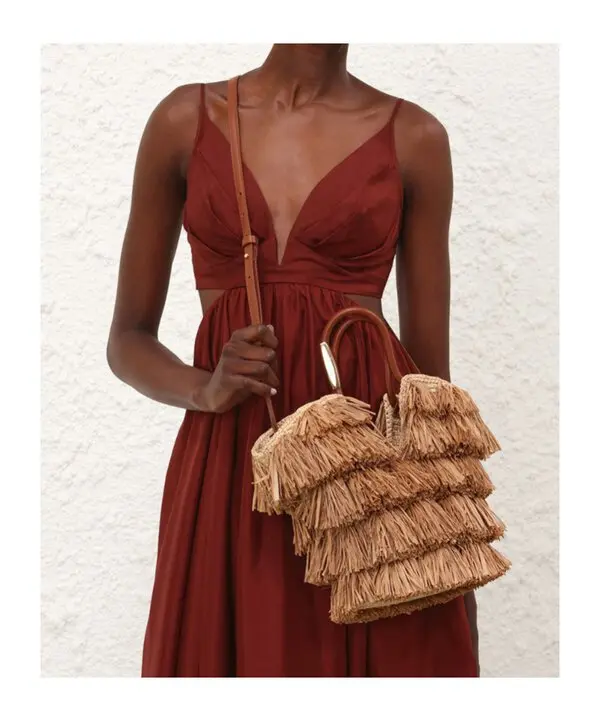 Zimmermann Raffia Fringed Tote - .tfst