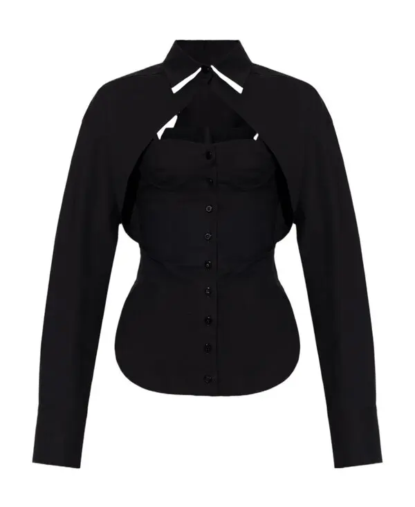 Attico Cut-out Corset Style Shirt - Black