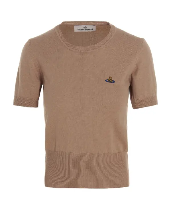 VIVIENNE WESTWOOD Orb-embroidered Ribbed Knit Top