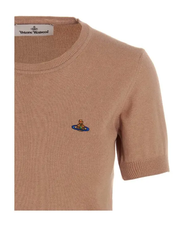 VIVIENNE WESTWOOD Orb-embroidered Ribbed Knit Top
