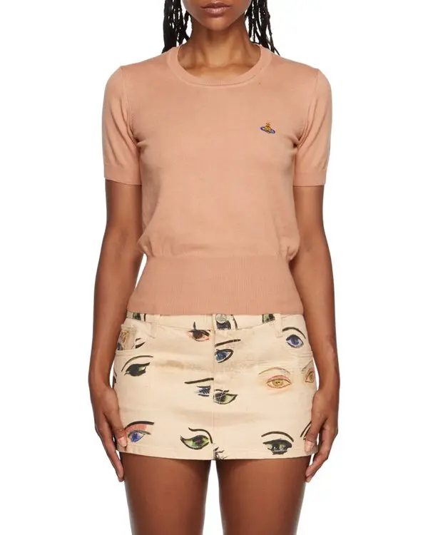 VIVIENNE WESTWOOD Orb-embroidered Ribbed Knit Top