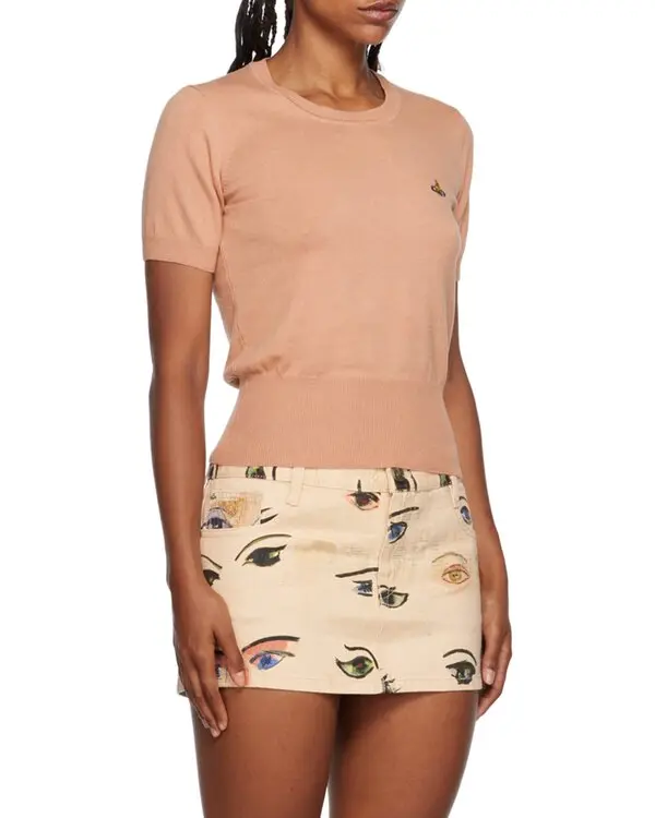 VIVIENNE WESTWOOD Orb-embroidered Ribbed Knit Top